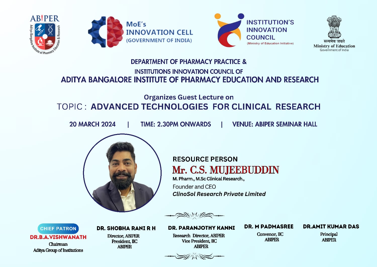 Guest Lecture on “Advanced Technologies for Clinical Research” - Aditya ...